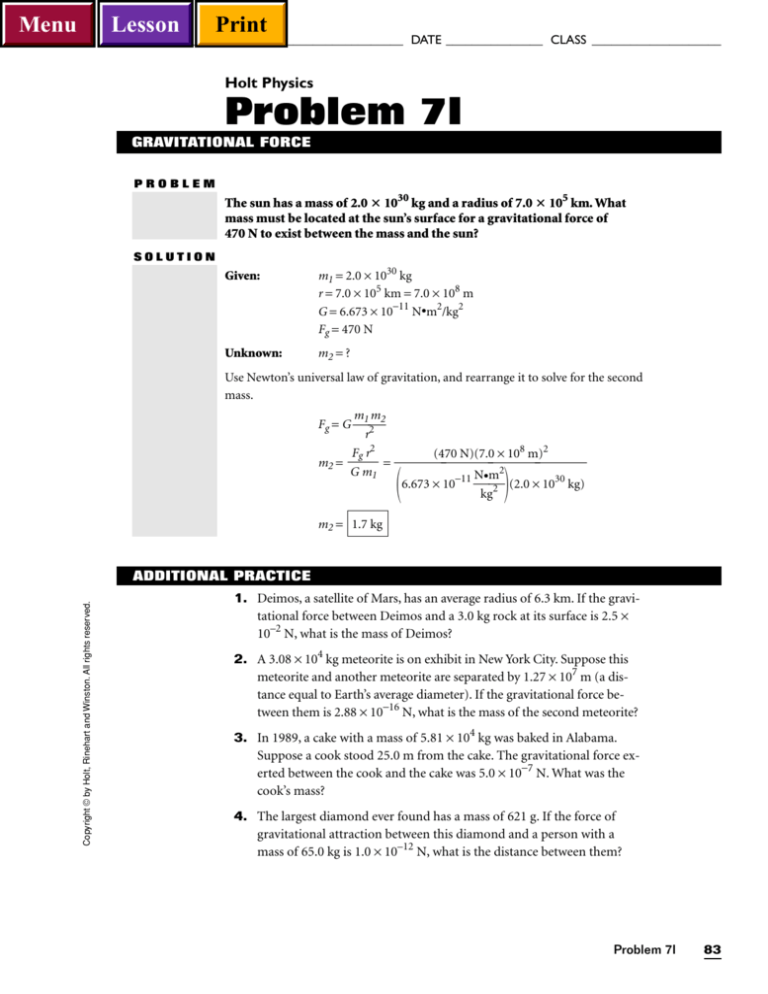 Holt Physics Problem 7I