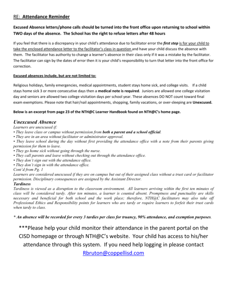 ***Please help your child monitor their attendance in