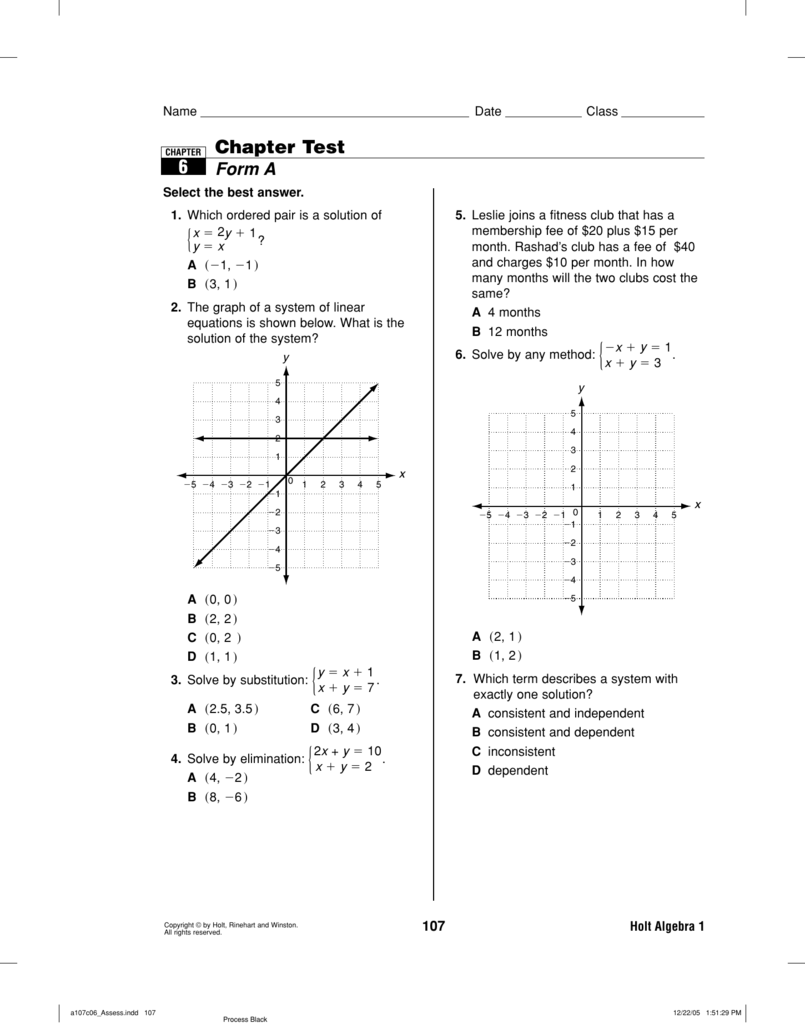 Chapter 6 Systems Of Linear Equations And Inequalities Answer Key Chapter 6 Systems Of Linear Equations And Inequalities Answer Key