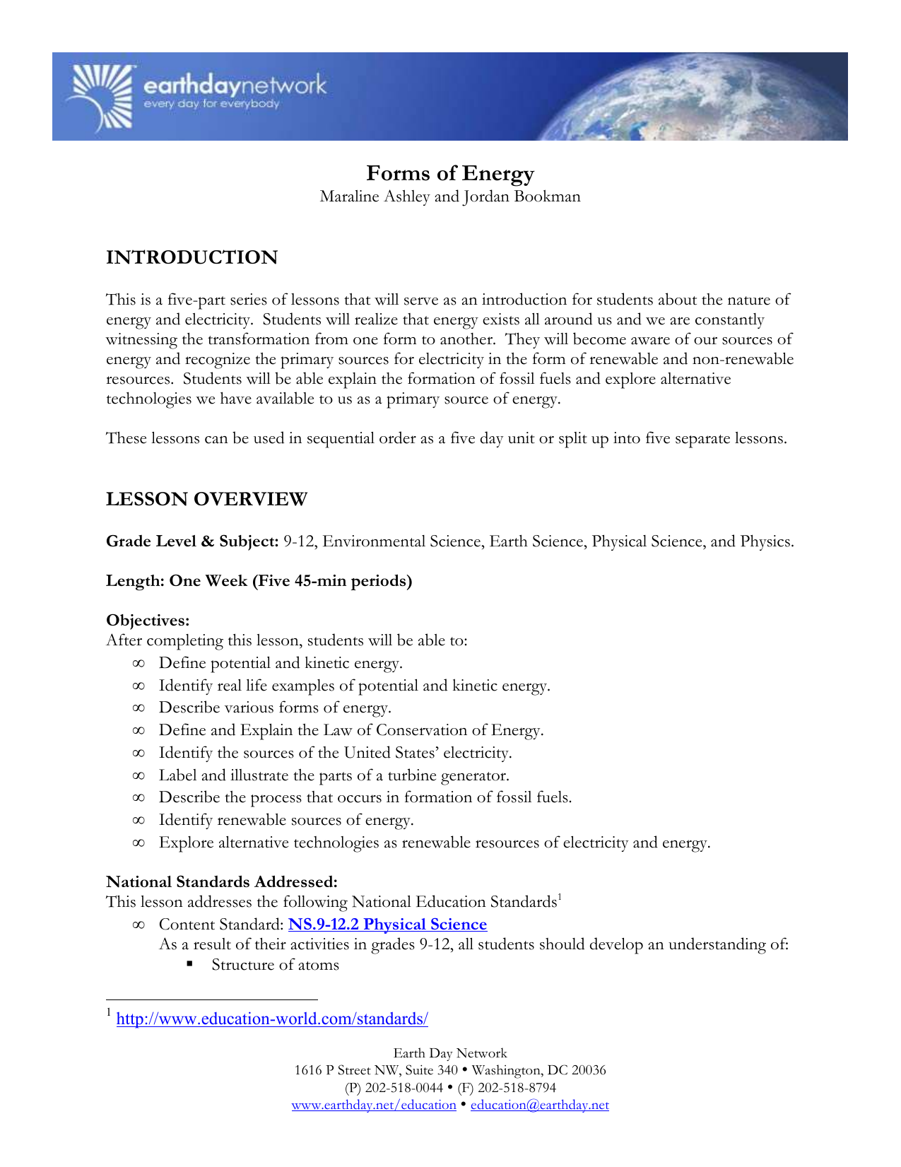 Forms Of Energy Lesson Plan Forms Of Energy Lesson Plan