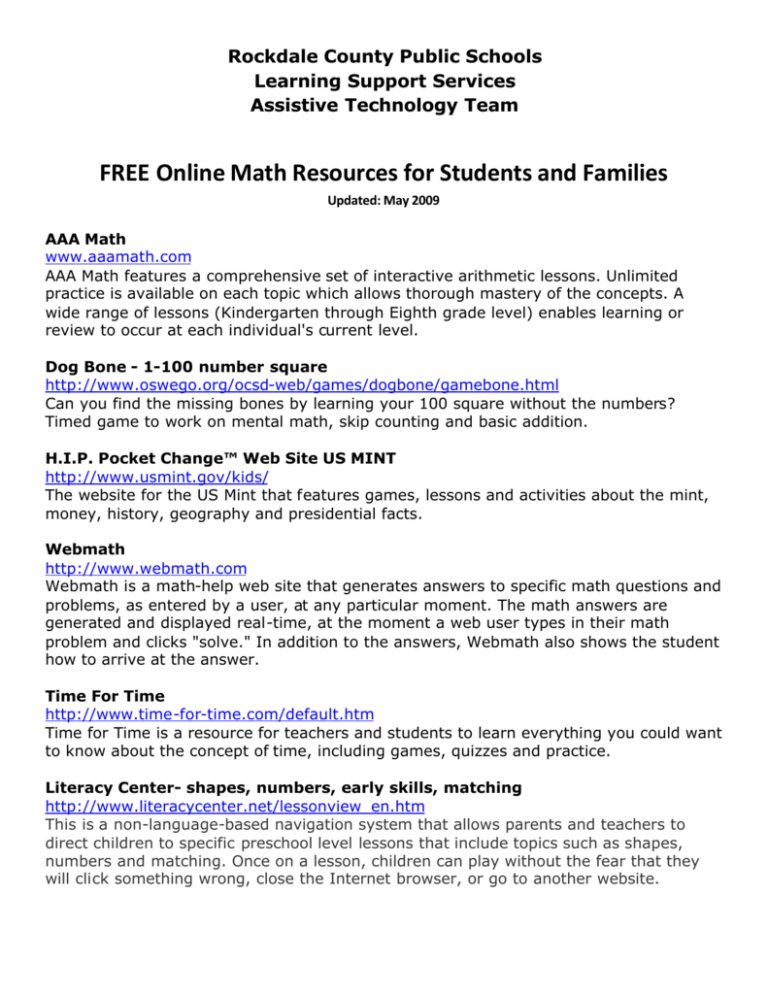 FREE Online Math Resources For Students And Families