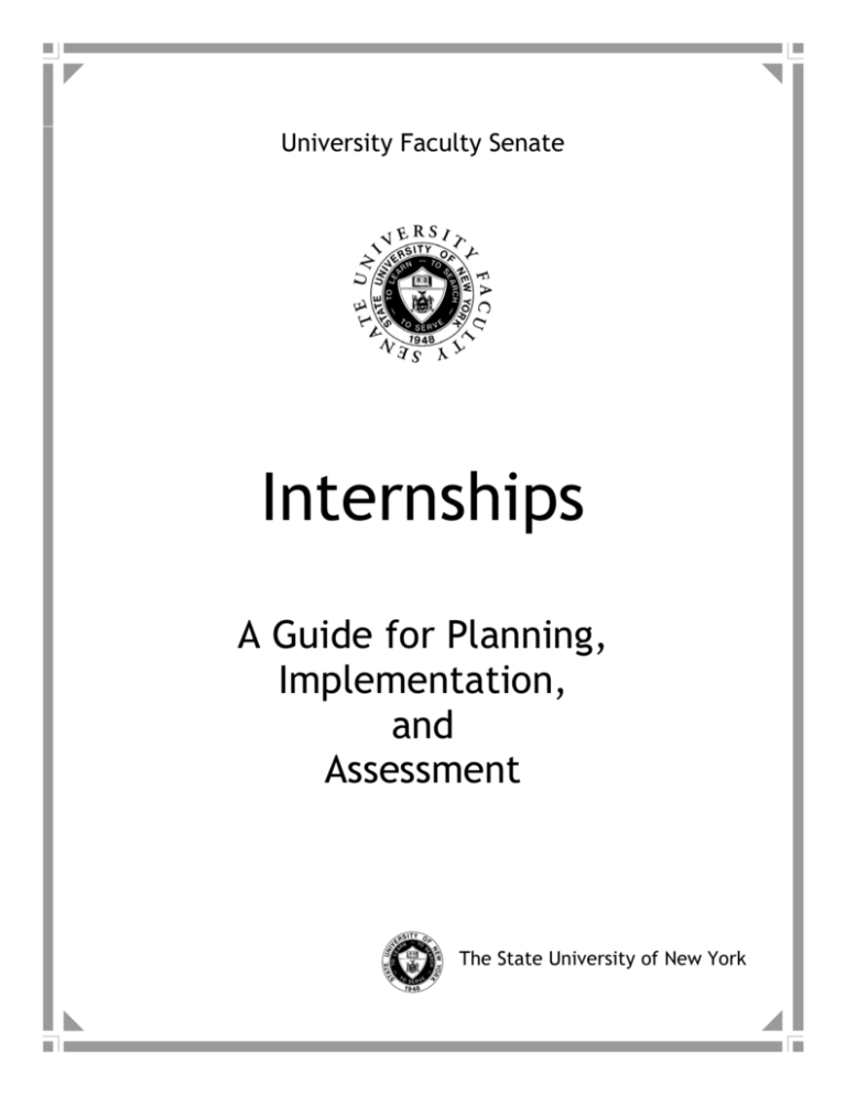 Internships: A Guide for Planning, Implementation
