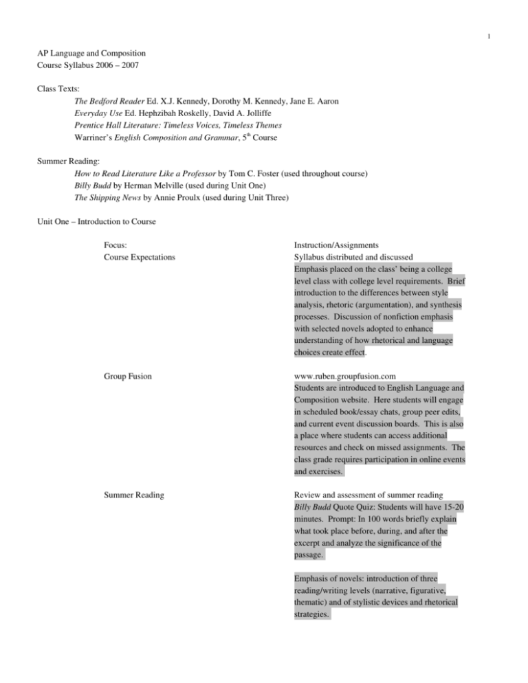 AP Language And Composition AP Language And Composition