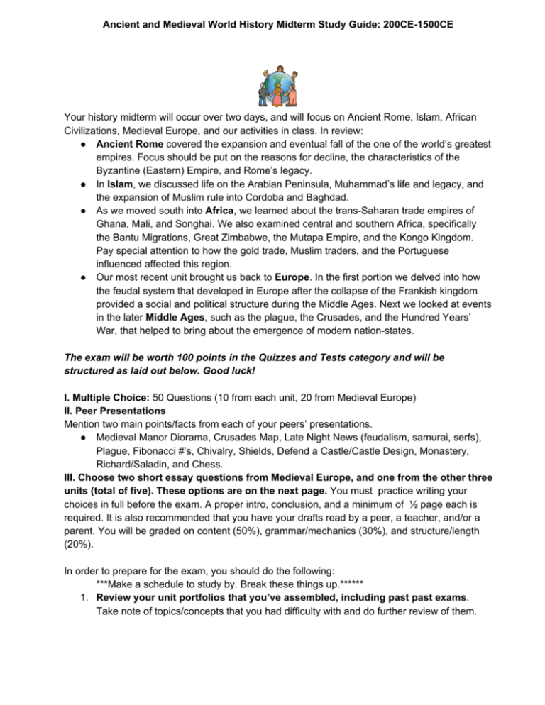 Ancient and Medieval World History Midterm Study Guide Ancient and Medieval World History Midterm Study Guide