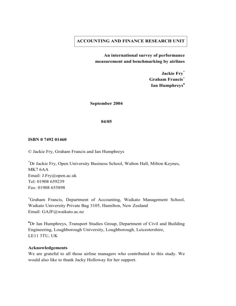 An International Survey Of Performance Measurement And