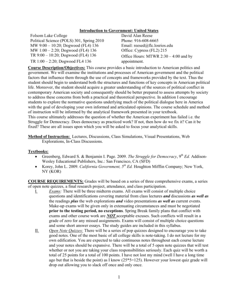 American Government Syllabus