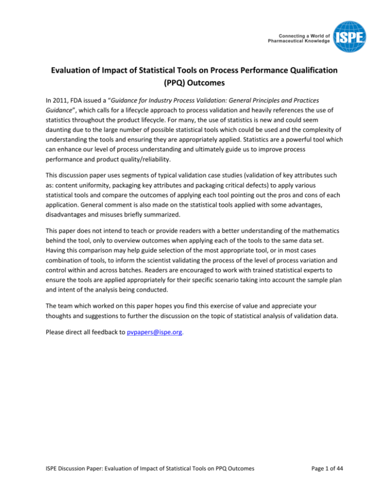 Evaluation Of Impact Of Statistical Tools On Process