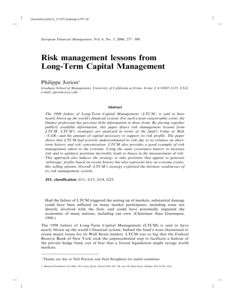 Risk Management Lessons From Long