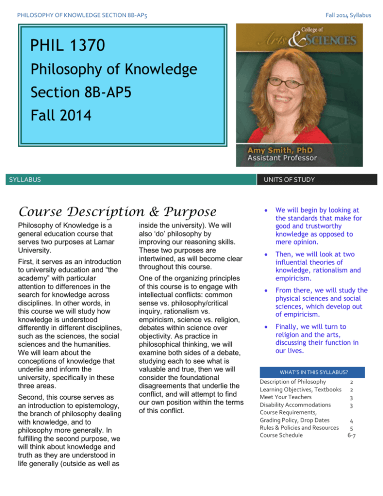 PHIL 1370 - Amy C. Smith Lamar University