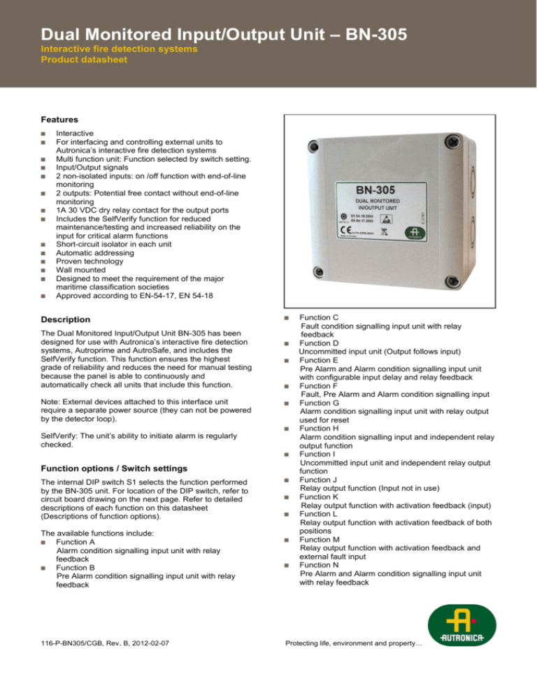 Dual Monitored Input/Output Unit – BN-305