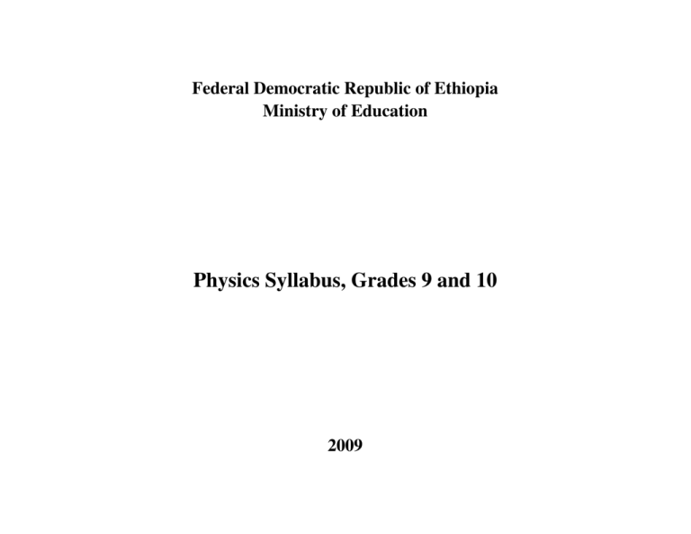 Physics Syllabus Grades 9 And 10