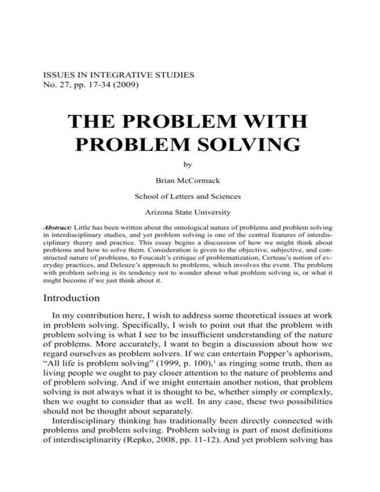The Problem With Problem Solving