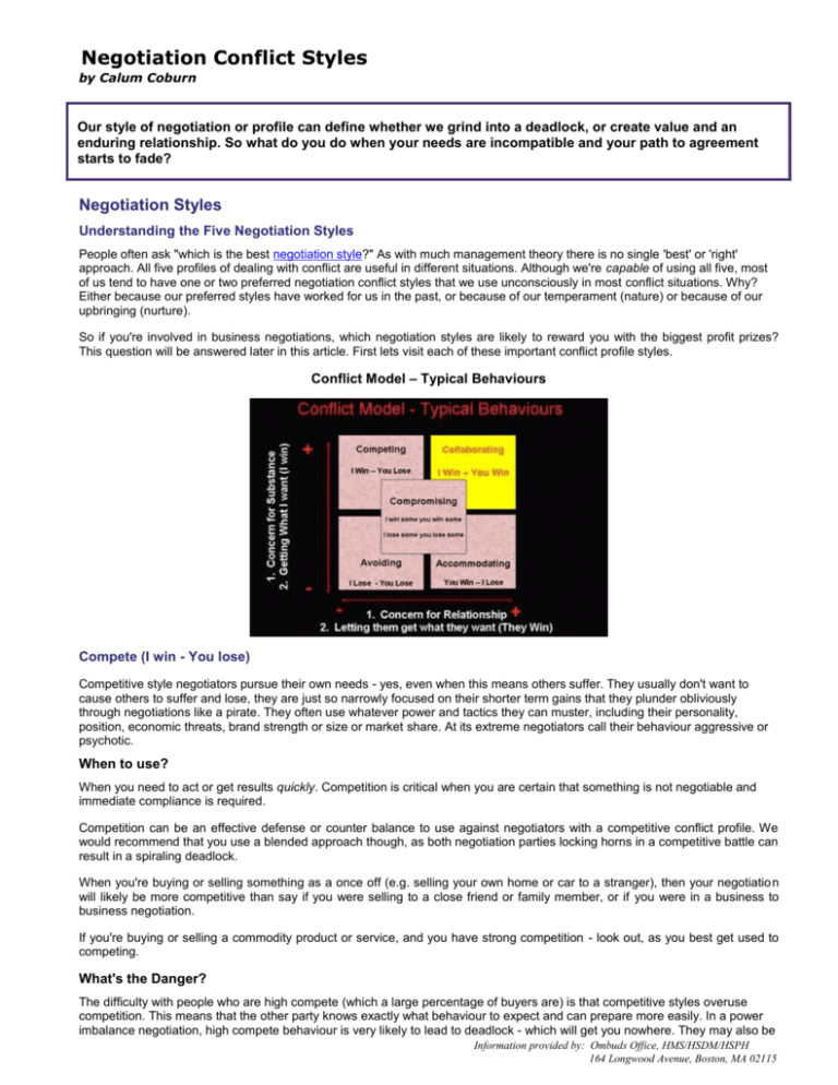 Negotiation Conflict Styles