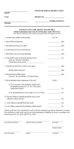 Divorce under Louisiana Civil Code Article 103