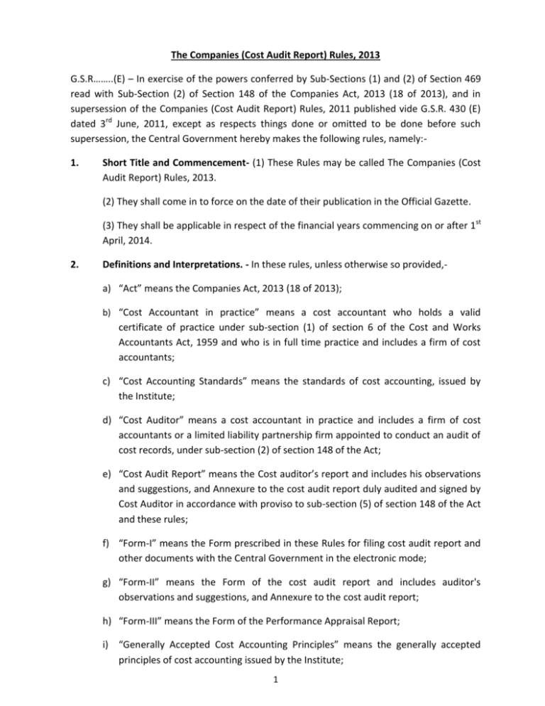 Cost Audit Report