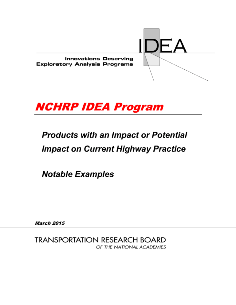 NCHRP IDEA Products - Transportation Research Board