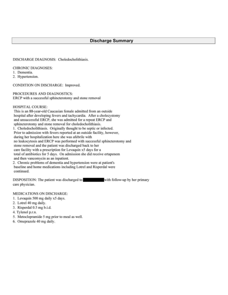 Discharge Summary The ICD