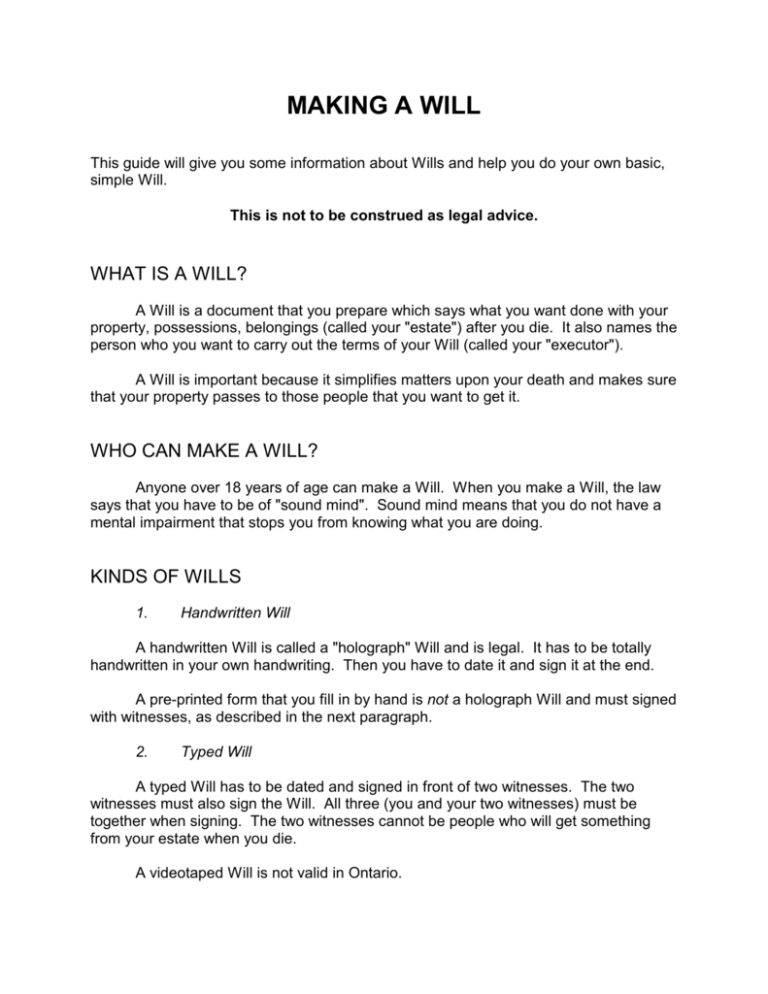 MAKING A WILL