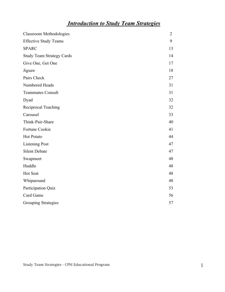 Study Team Strategies Long Version Study Team Strategies Long Version