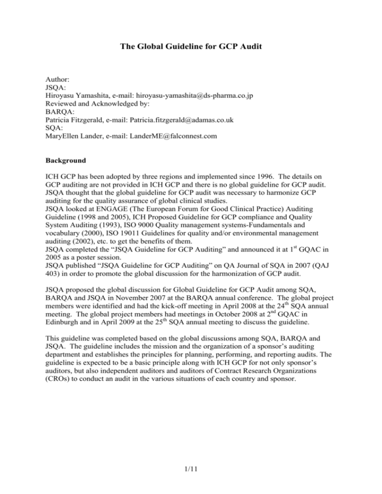 Global Guideline For GCP Audit