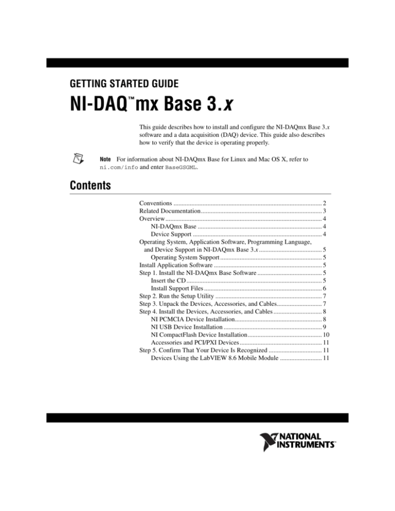 NI DAQmx Base 3 x Getting Started Guide
