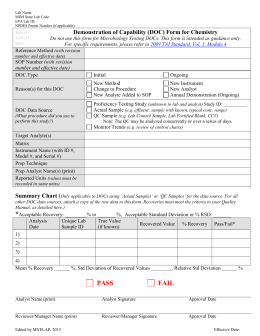Demonstration of Capability Form for Microbiology