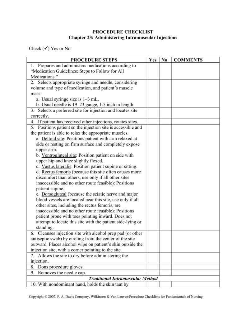PROCEDURE CHECKLIST Chapter 23