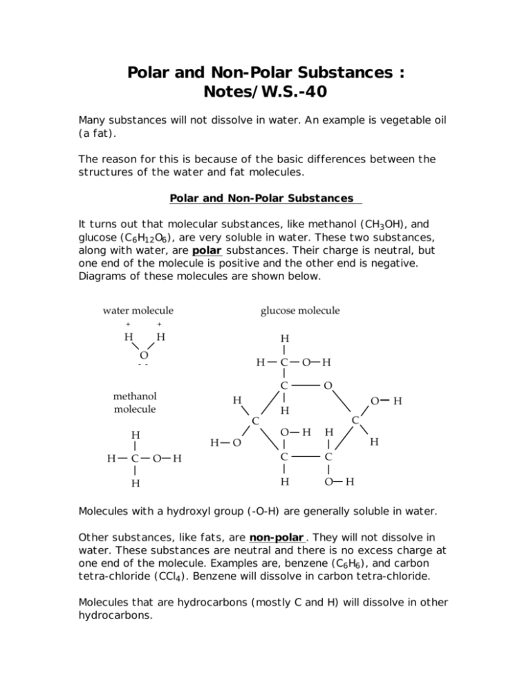 Polar And Non Polar Substances Notes W S 40