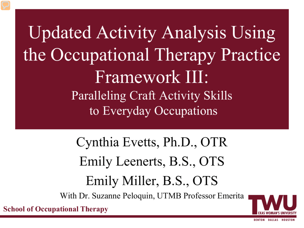 Activity Analysis Occupational Therapy Sample Occupational Therapy