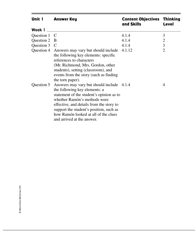 Grade 4 Answer Key Treasures Macmillan McGraw Hill Grade 4 Answer Key Treasures Macmillan McGraw Hill