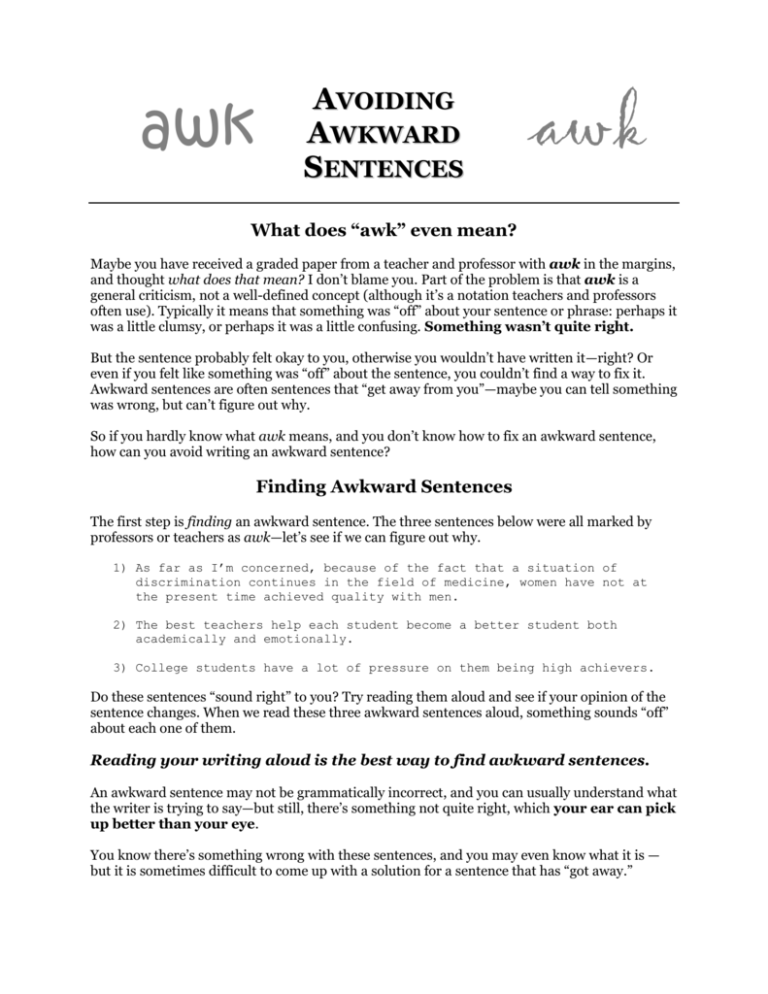 Avoiding Awkward Sentences