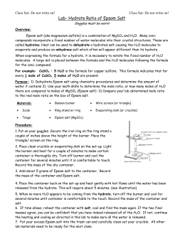 Empirical Formula of a Hydrate Lab