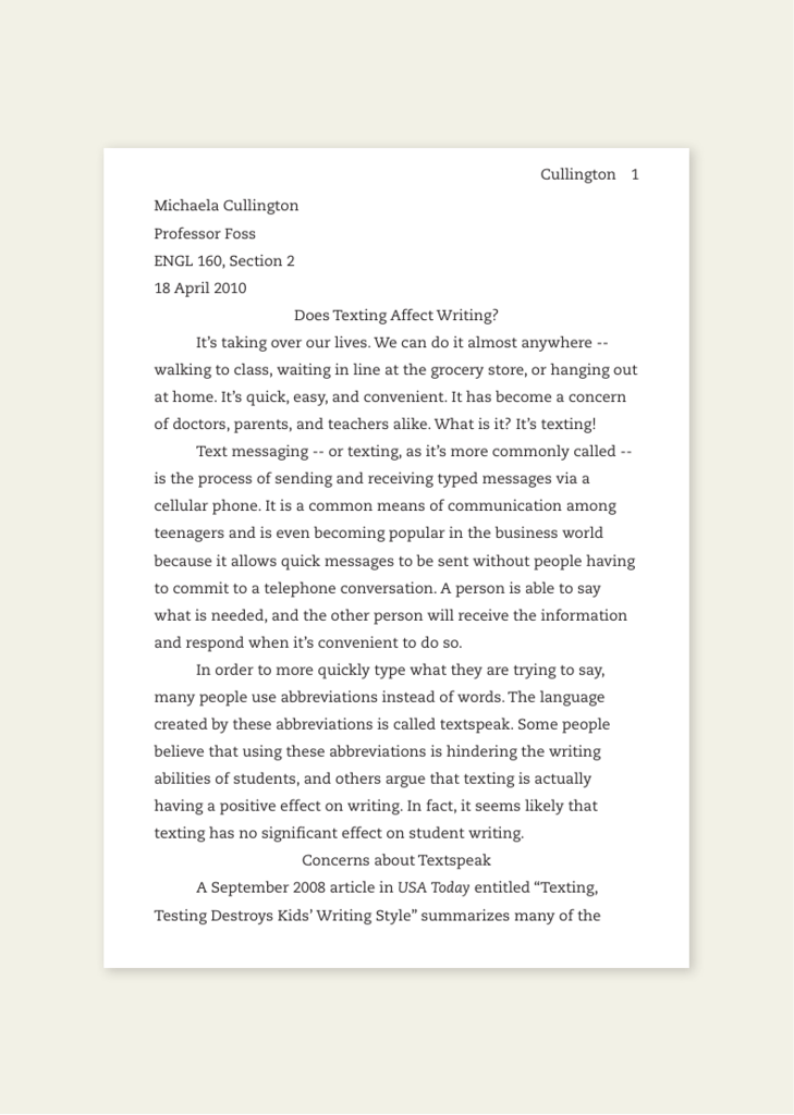 Does Texting Affect Writing Does Texting Affect Writing