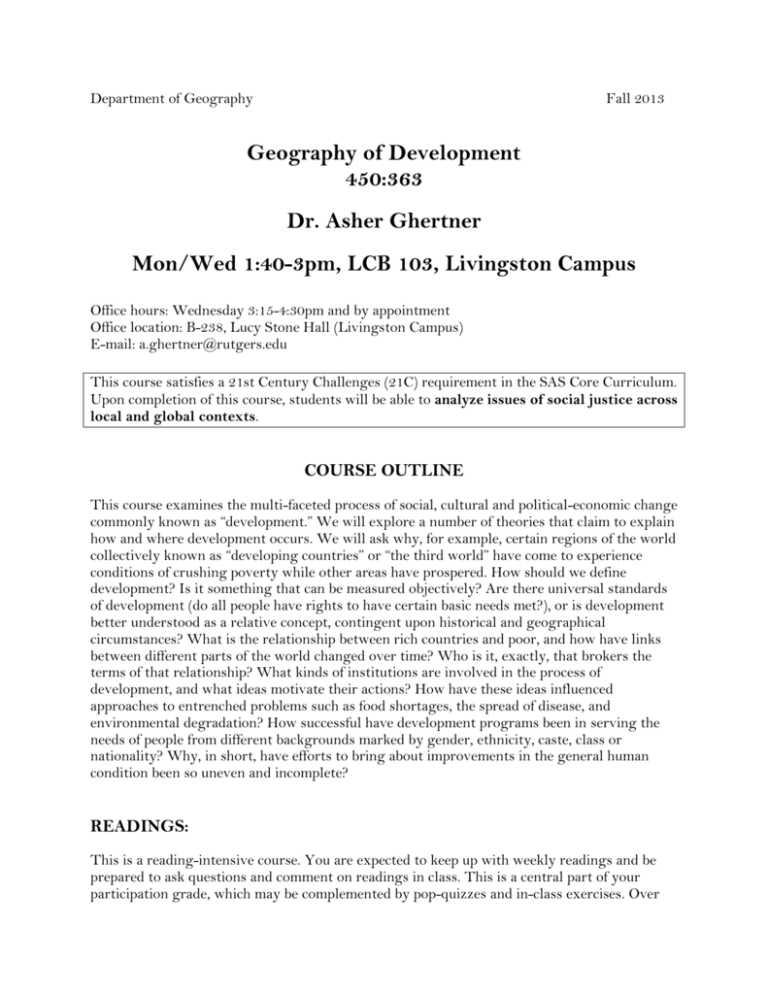 Sample Syllabus - Department of Geography