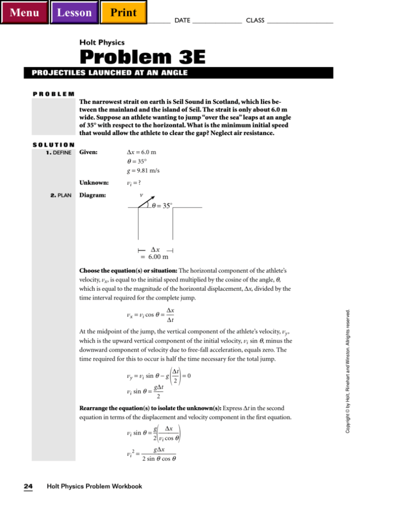 Holt Physics Problem 3E Holt Physics Problem 3E