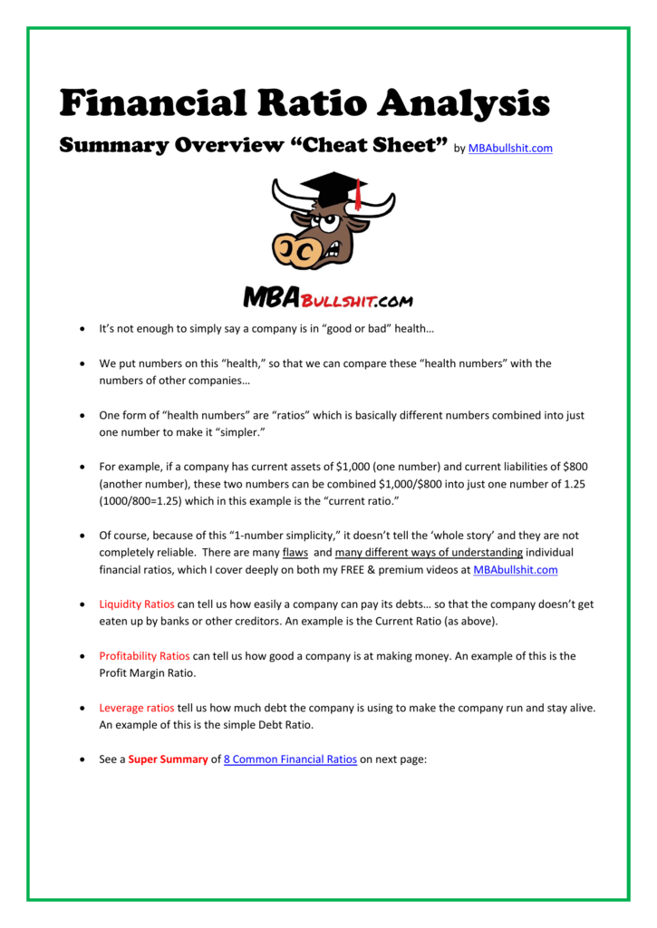 Financial Ratio Analysis Report Template Master Template Financial Ratio Analysis Report Template Master Template