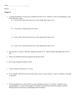Z-Score Practice Worksheet