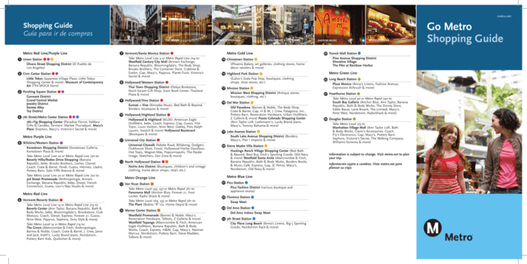Go Metro Shopping Guide