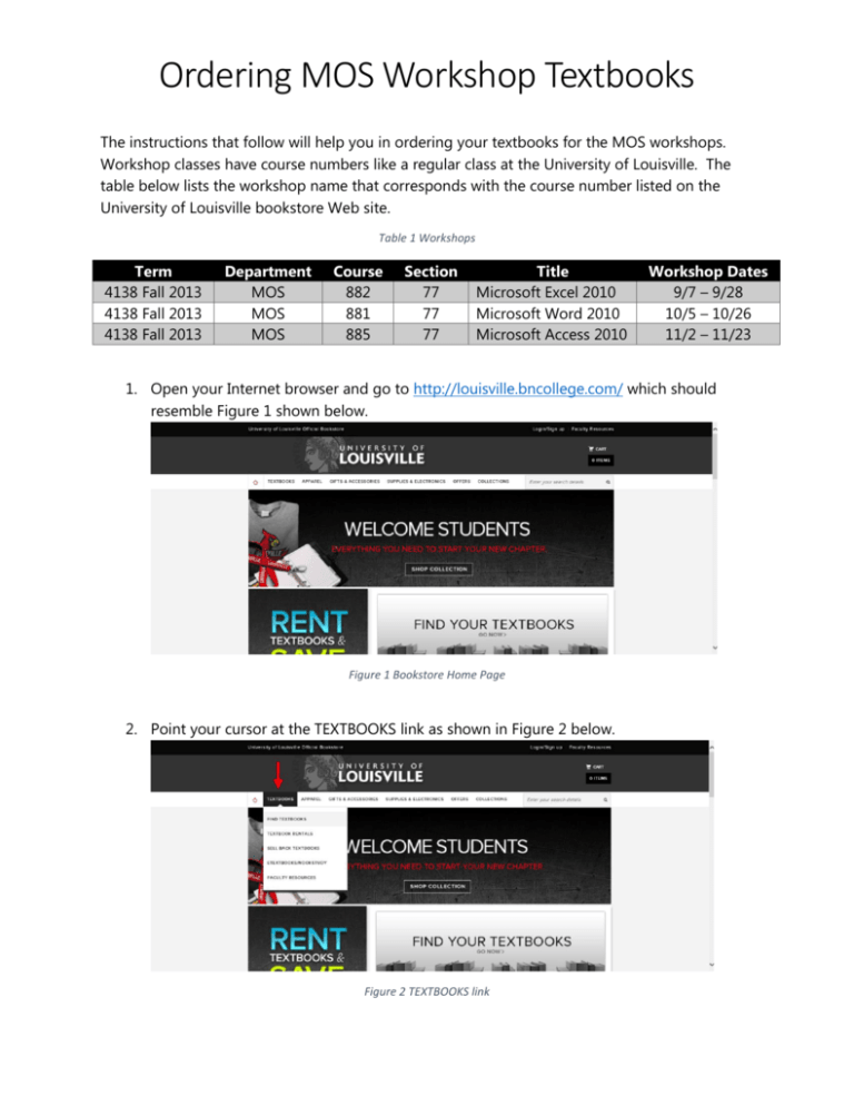 Ordering MOS Workshop Textbooks