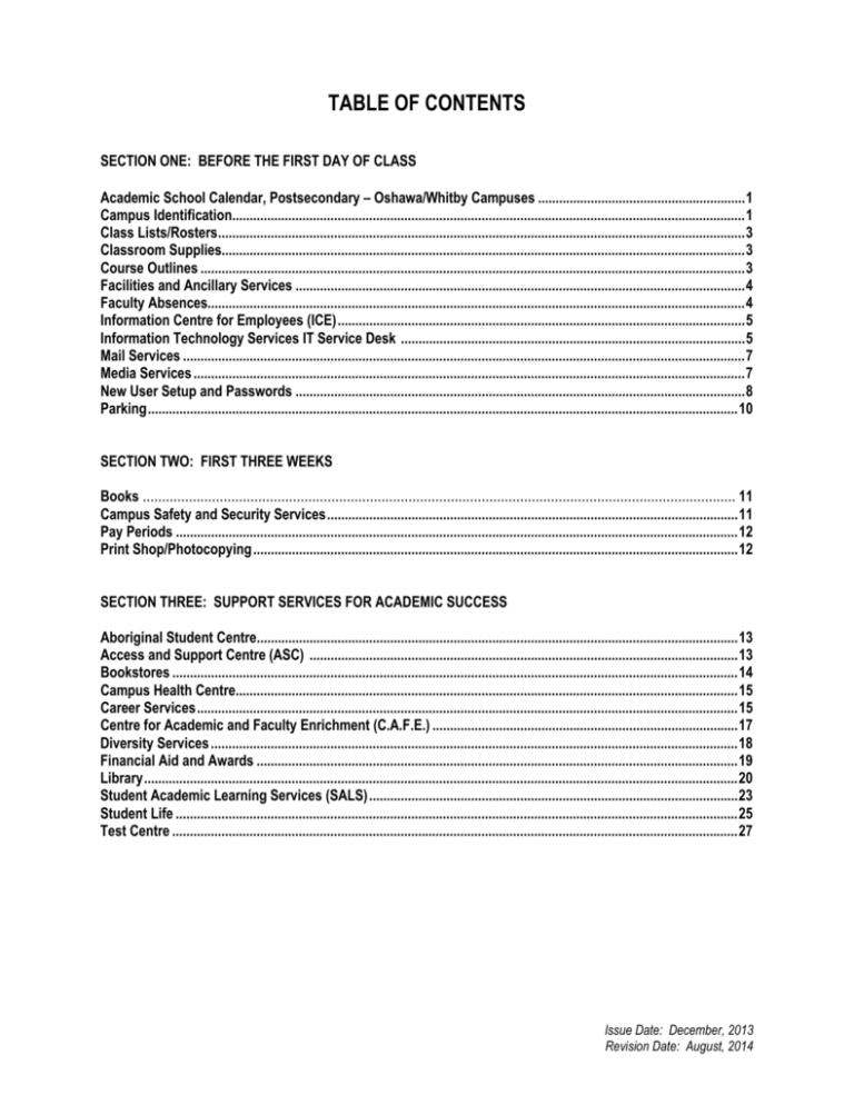 table of contents - Durham College