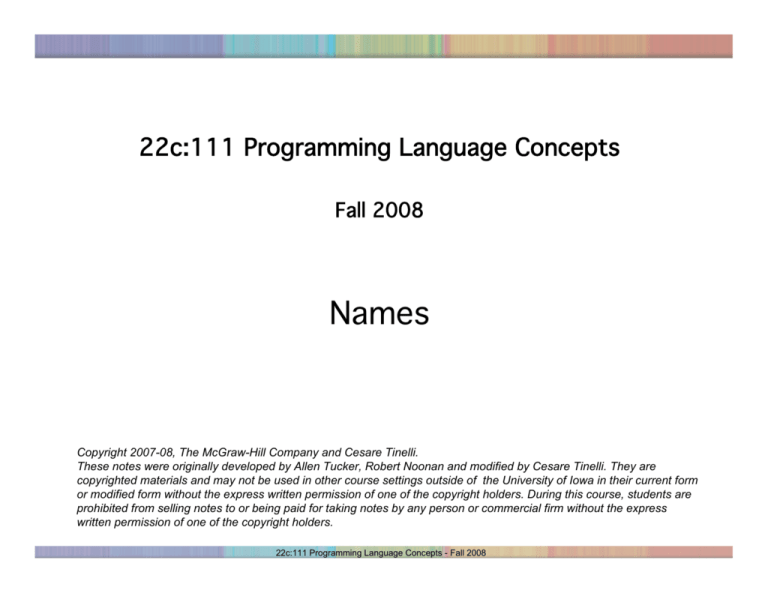 22c 111 Programming Language Concepts