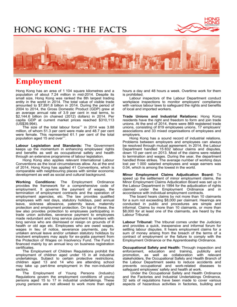 Hong Kong Fact Sheets Employment