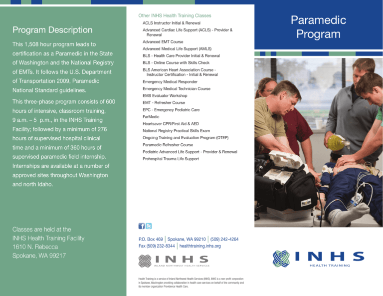 INHS Paramedic Program: Course Details & Requirements