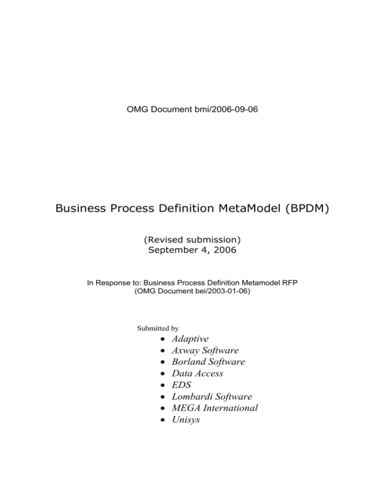 Business Process Definition MetaModel (BPDM)