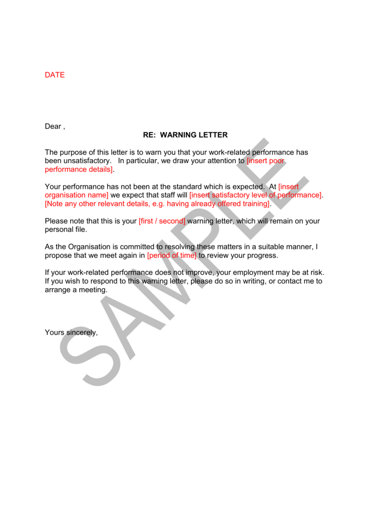 Employee Poor Performance Sample Letter For Your Needs Letter