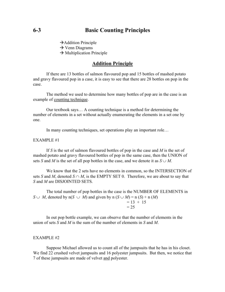 6 3 Basic Counting Principles 6 3 Basic Counting Principles