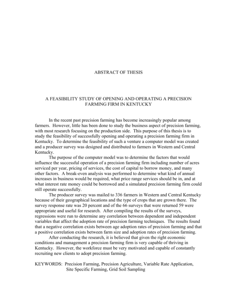 abstract of thesis a feasibility study