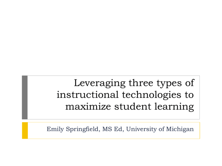 Leveraging Three Types Of Instructional Technologies To Maximize