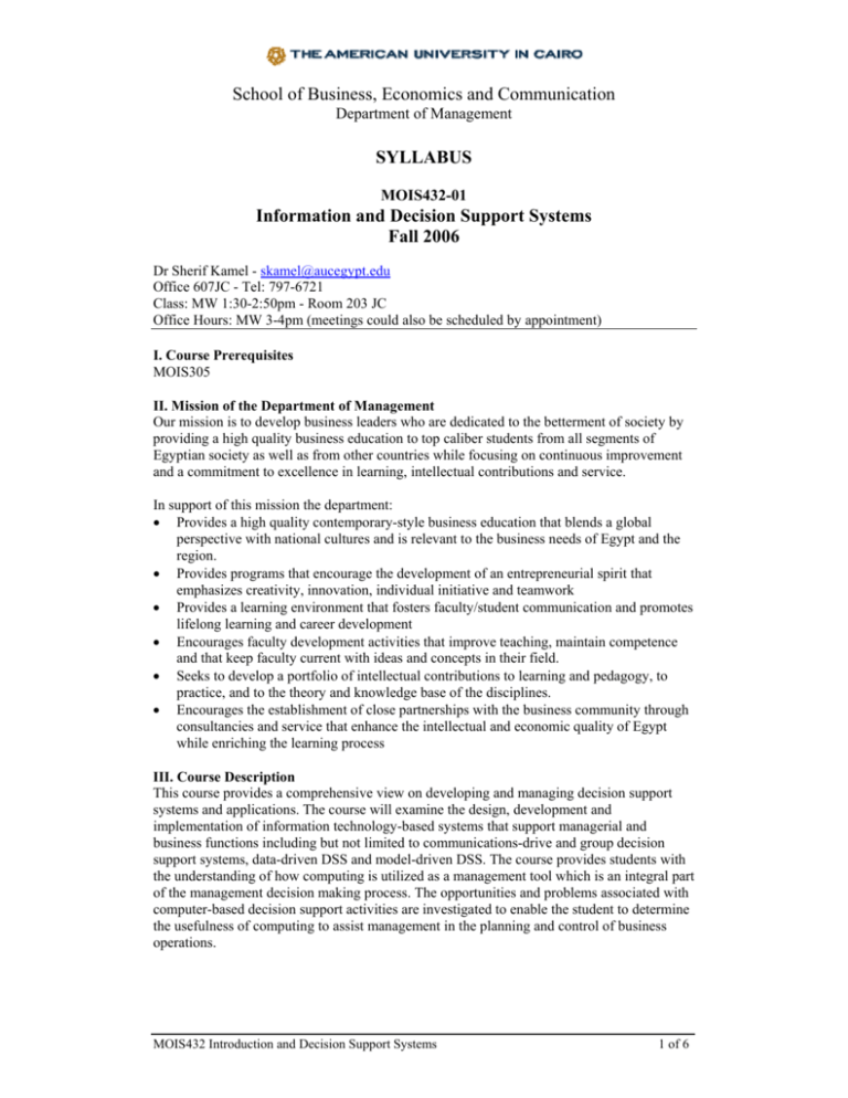 Course Syllabus - The American University in Cairo