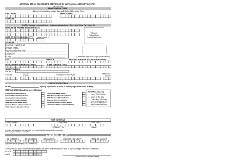NATIONAL STOCK EXCHANGE S CERTIFICATION IN FINANCIAL